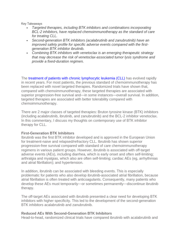 Treatment of Patients With Chronic Lymphocytic Leukemia (CLL) | PDF | Therapy | Cancer