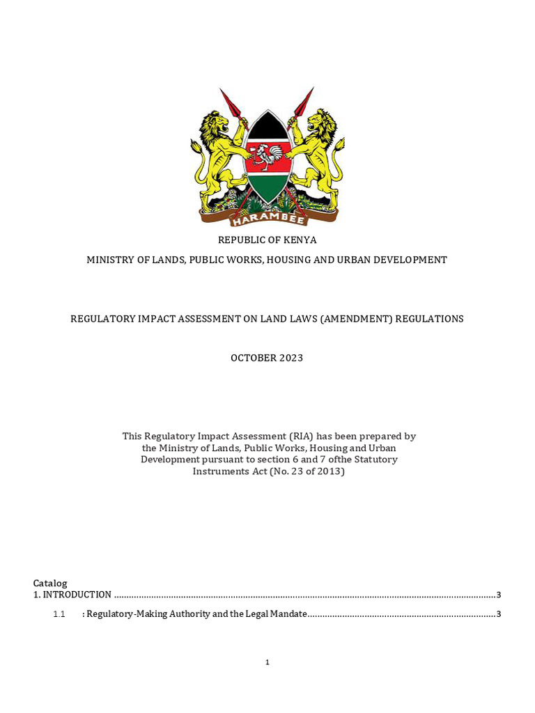 RIA For Land Amendment Regulations 2023 1 | PDF | Repeal | Real Estate ...