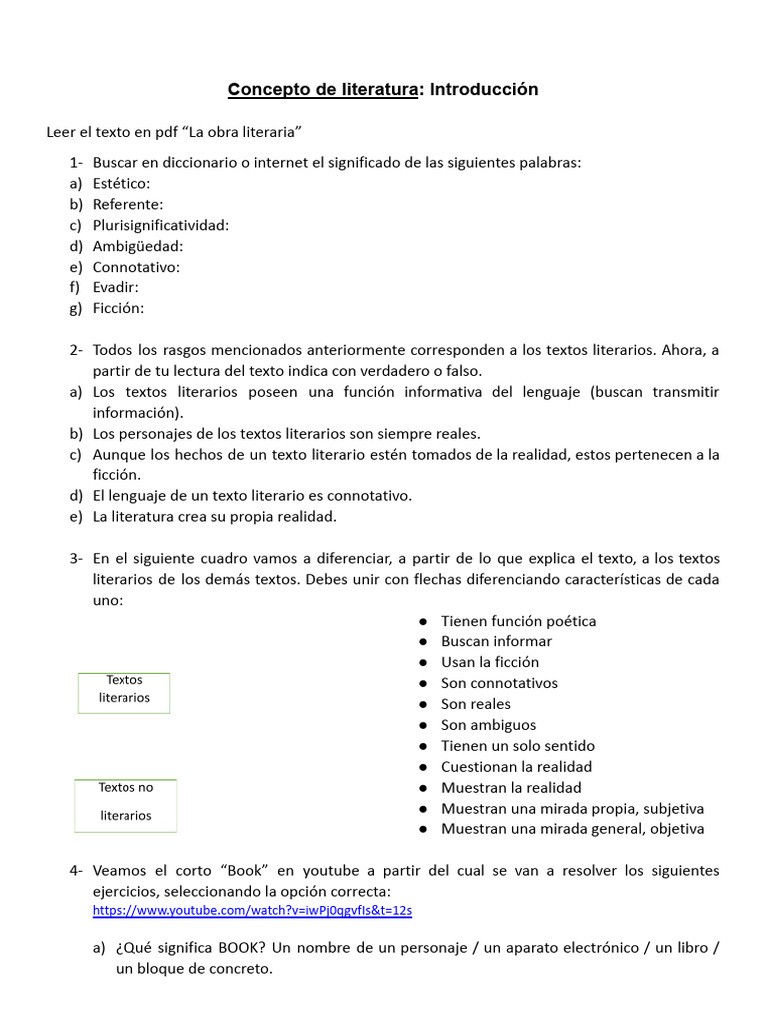 Actividad Concepto de Literatura Introducción.docx | PDF | Realidad