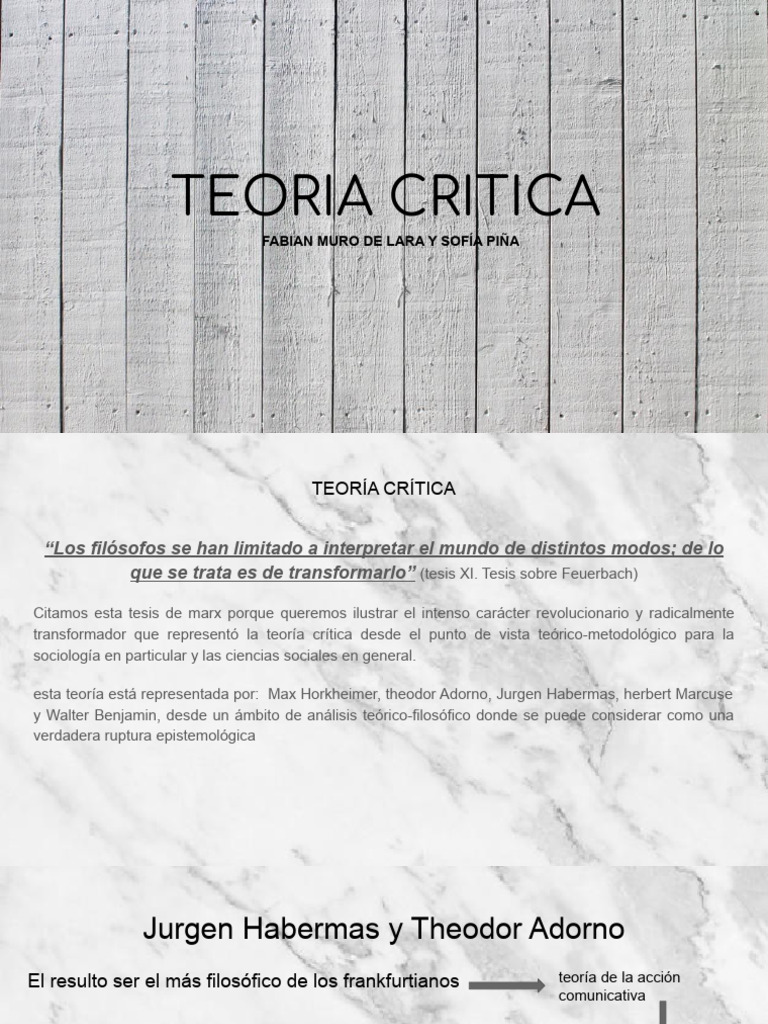 Teoria Critica | PDF | Jürgen Habermas | La teoría crítica