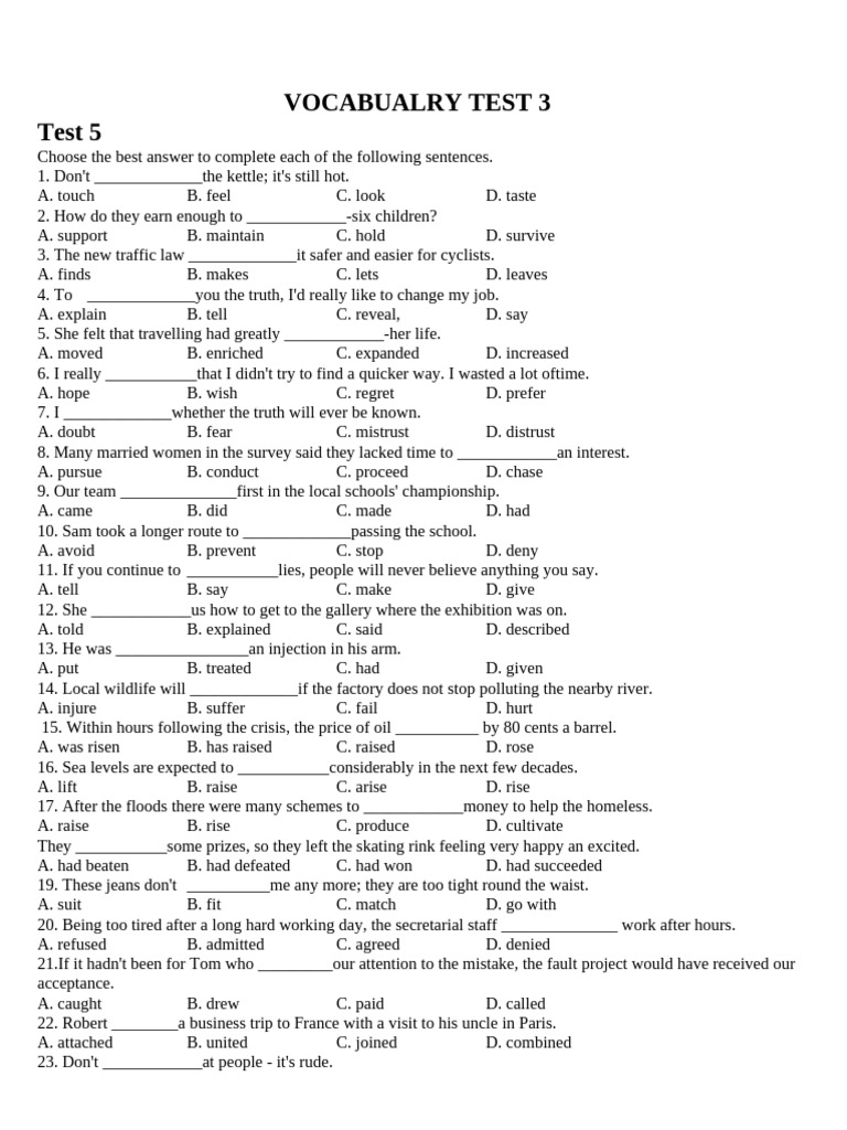 Vocabualry Test 3 | PDF | Social Science