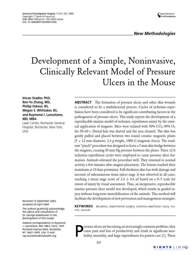Development of A Simple, Noninvasive, Clinically Relevant Model of ...
