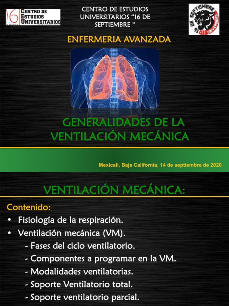 VENTILACION MECANICA | PDF | Sistema respiratorio | Pulmón