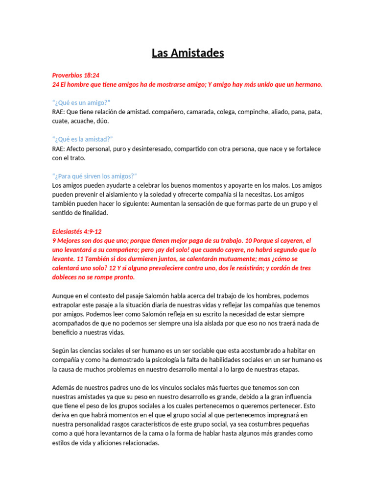 Las Amistades Pdf Libro De Proverbios