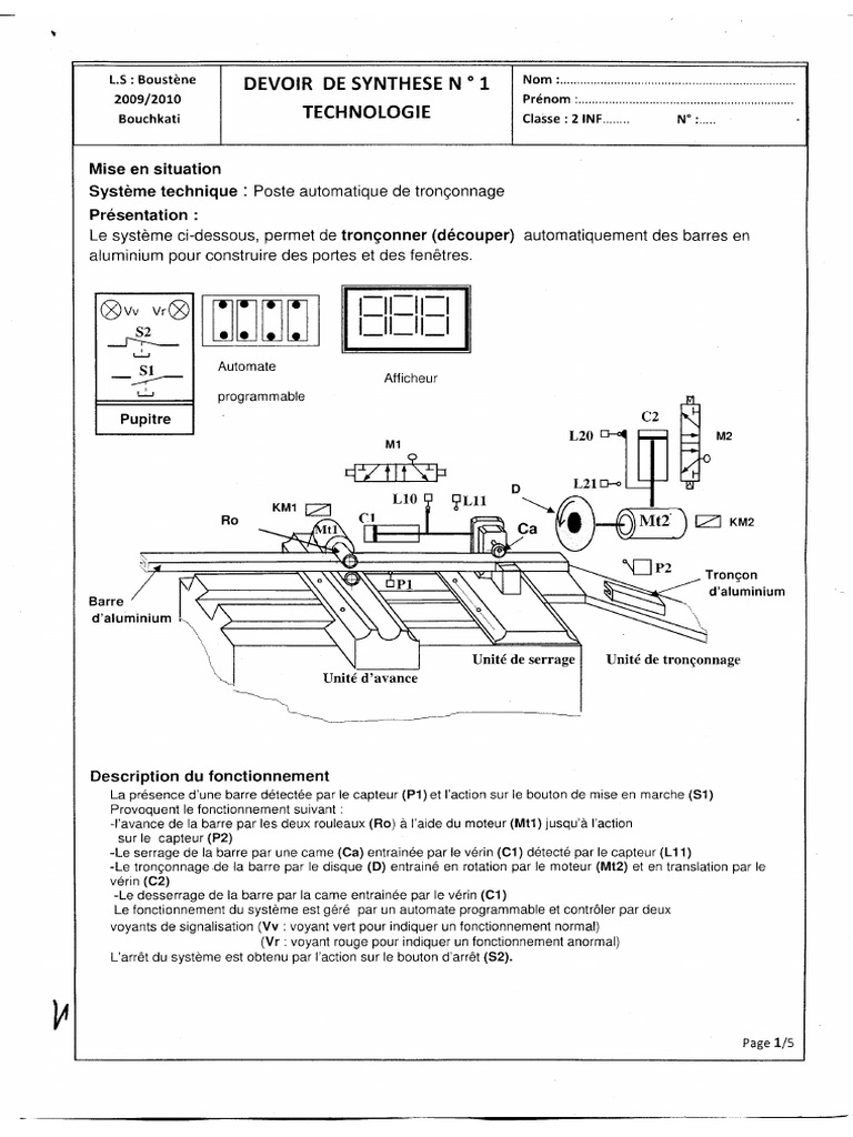 Devoir De Synthèse N 1 Pdf _ Devoir De Synthese Technique 1Ere – KOSE