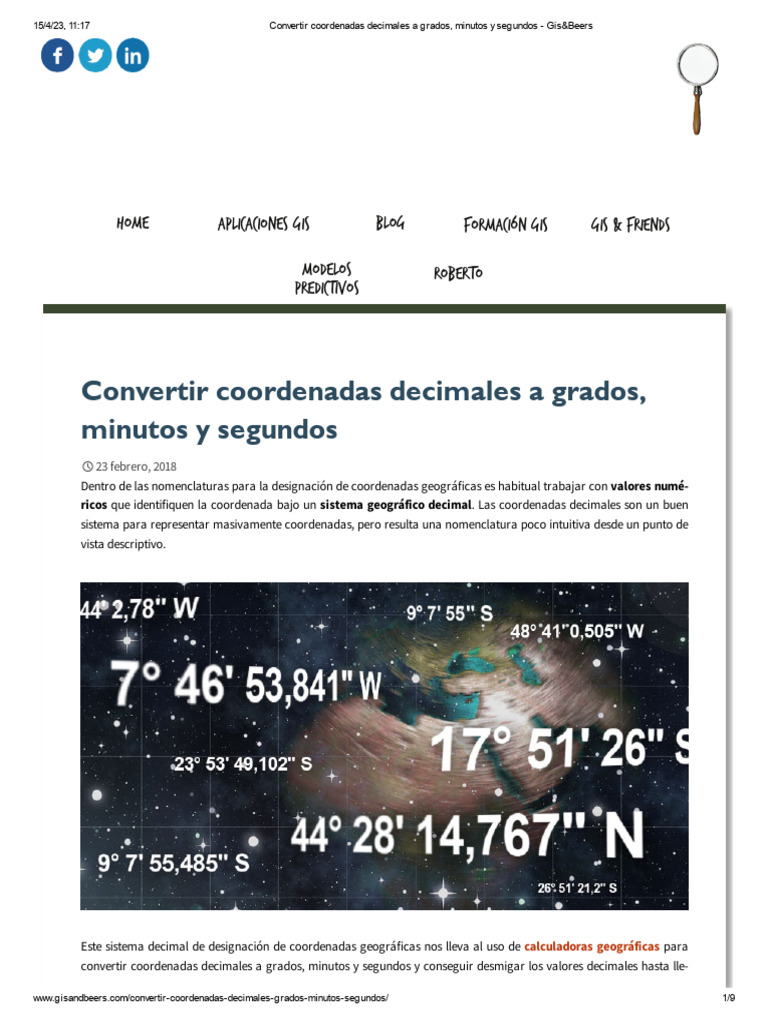 Convertir Coordenadas Decimales A Grados, Minutos y Segundos - GisBeers ...