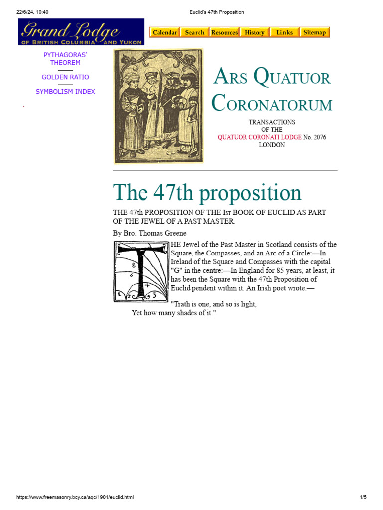 Euclid's 47th Proposition2 | PDF | Freemasonry | Triangle