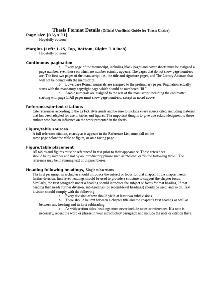 LaTeX Thesis Format Details (UNOFFICIAL) | PDF | Citation | Thesis