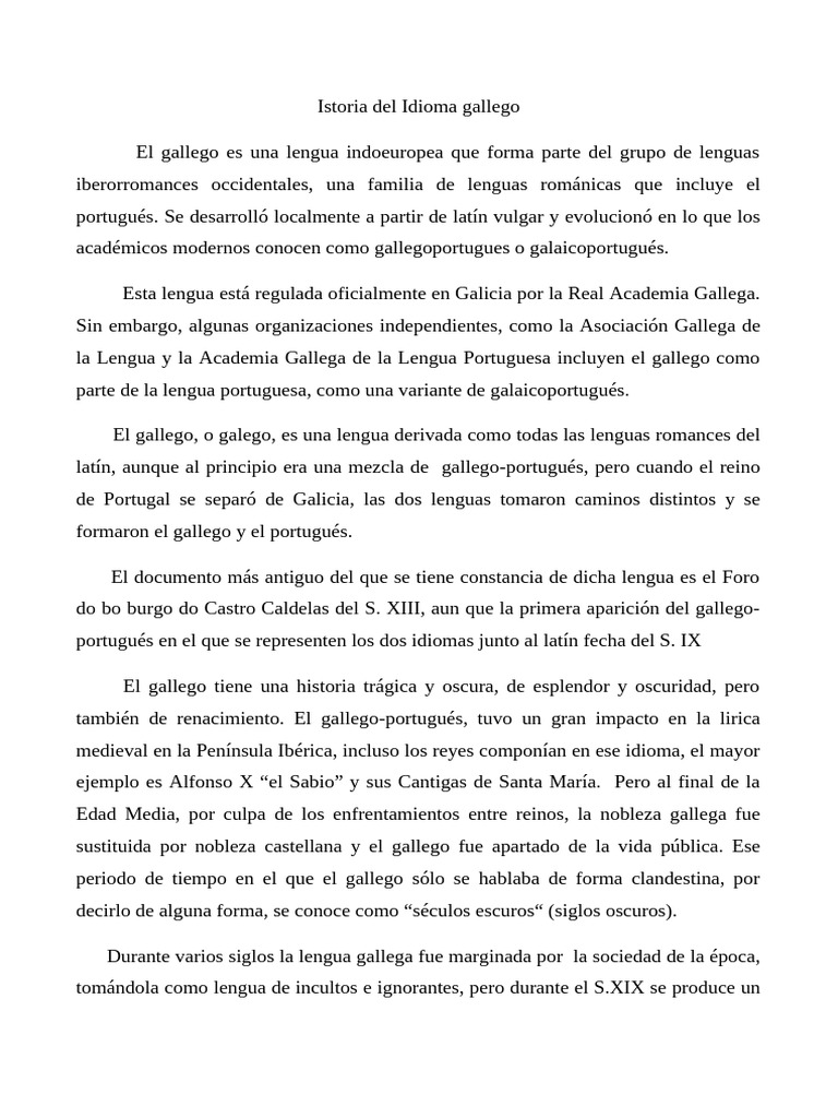 Istoria Del Idioma Gallego | PDF | Idiomas | Estudios de idiomas extranjeros