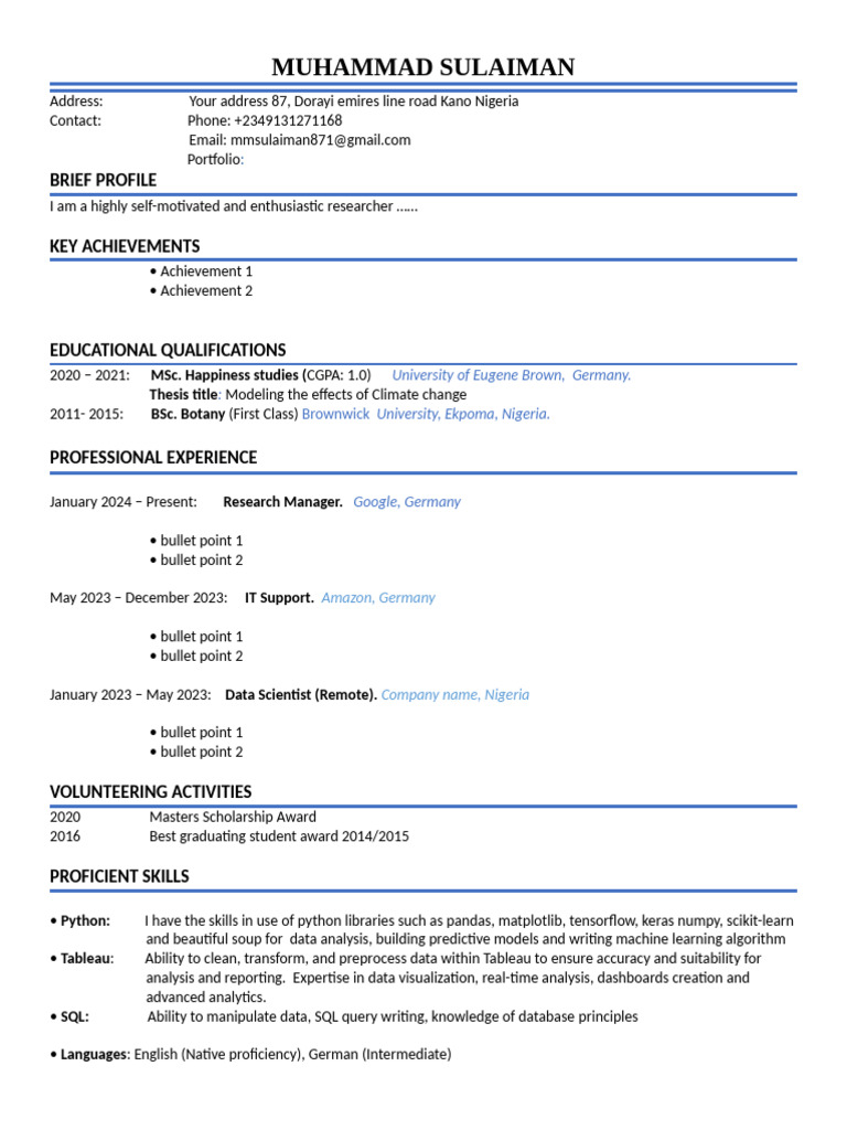 Europass CV Template | PDF | Databases | Sql