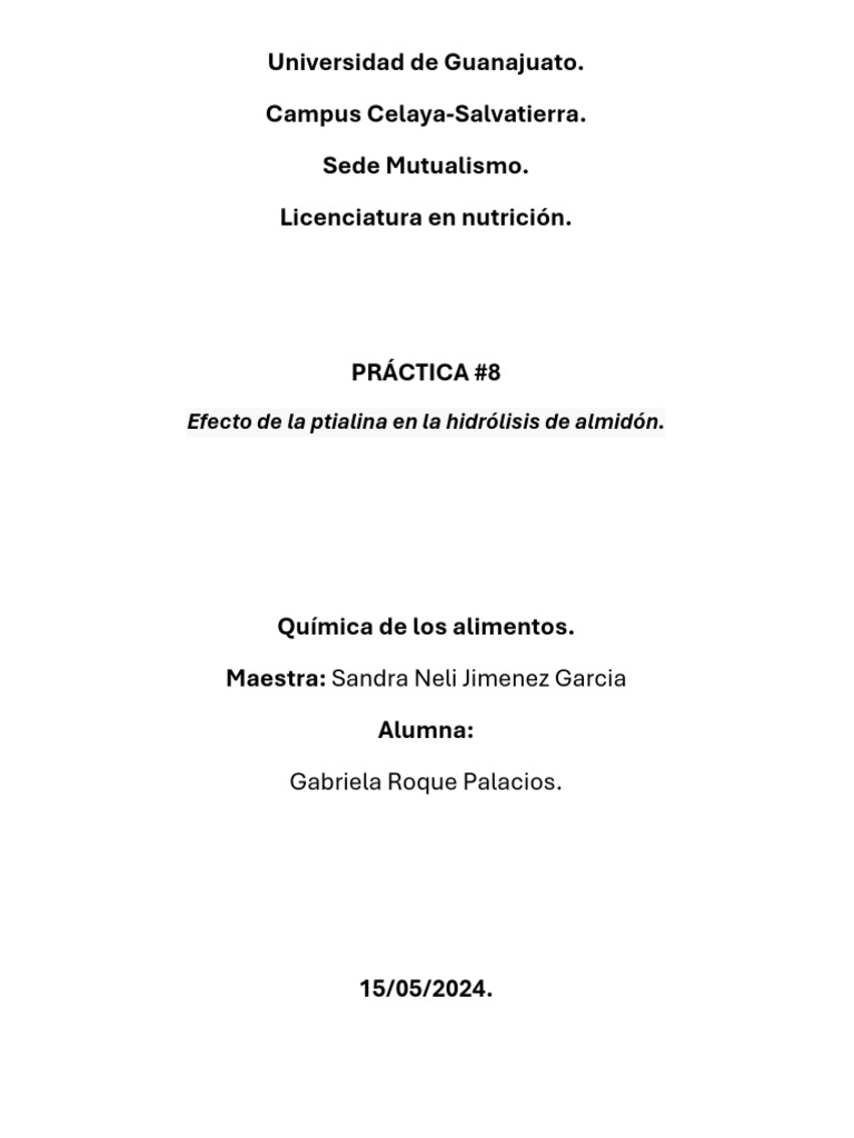 Ptialina y Hidrólisis de Almidón | PDF | Almidón | Digestión