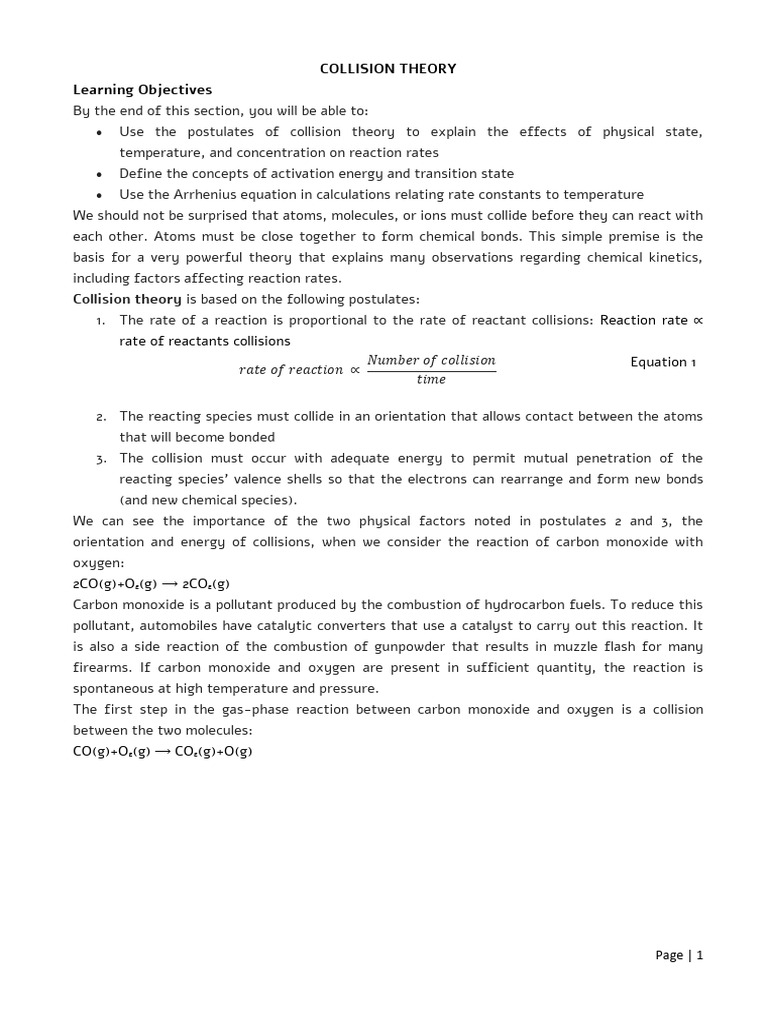 Collision Theory and Reaction Rates Explained | PDF | Reaction Rate ...
