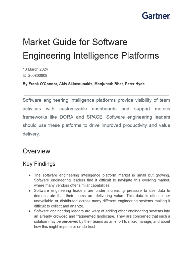 Gartner - Market Guide For Software Engineering Intelligence Platforms ...
