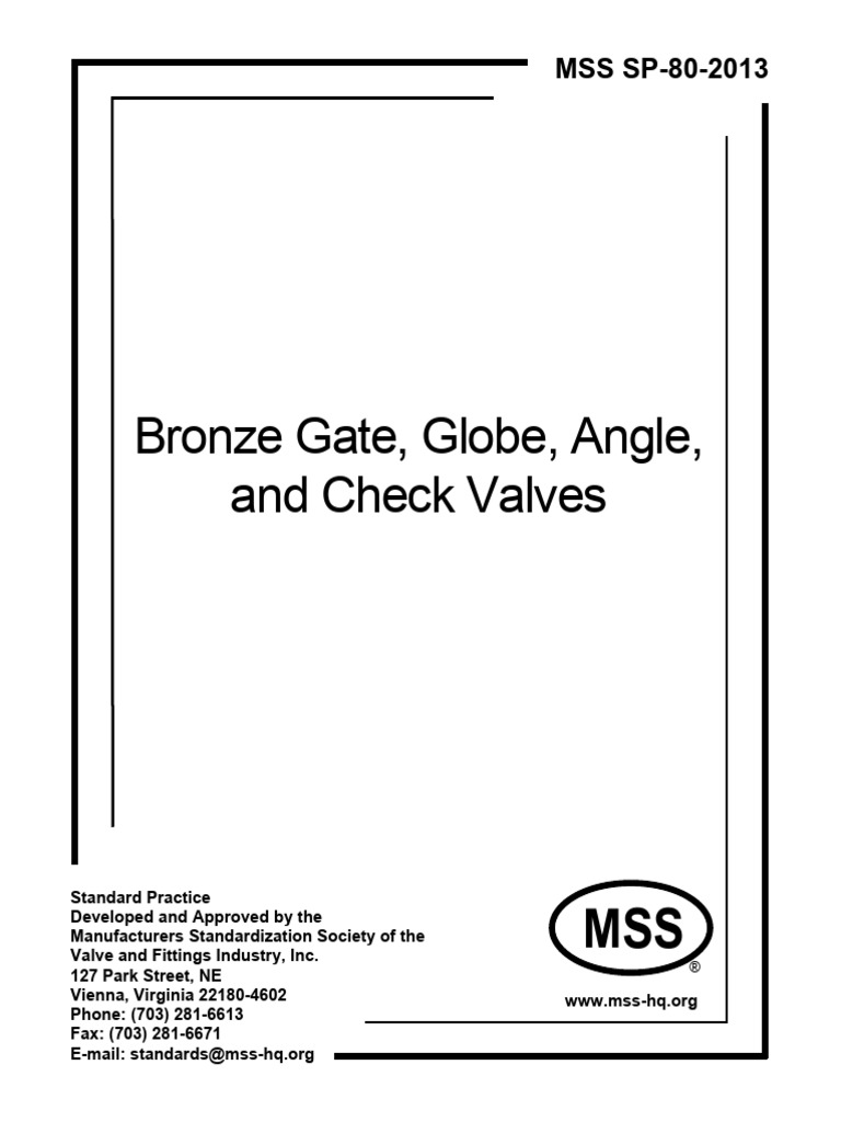 MSS SP-80 2013 | PDF | Valve | Pipe (Fluid Conveyance)