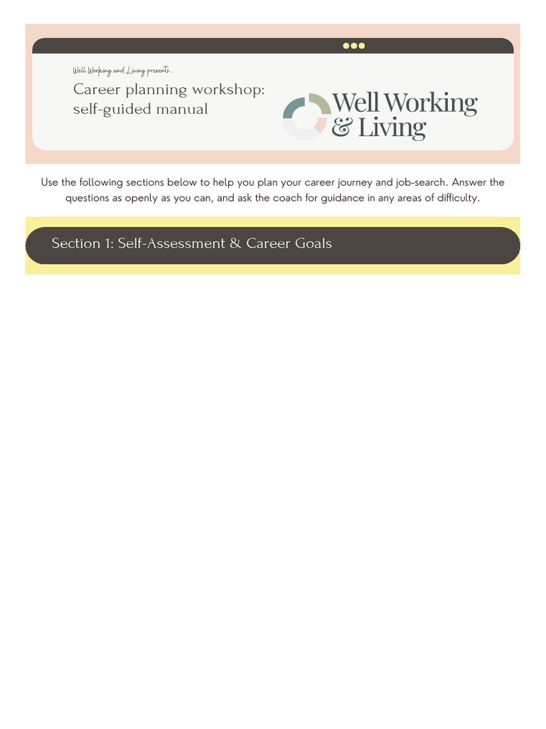 Career Planning Workshop | PDF | Goal | Experience