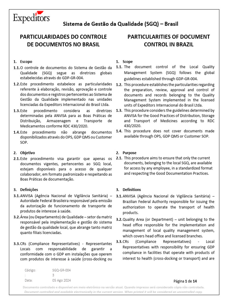 SGQ-GR-004 Controle Documentos Rev 3 Bicolunada | PDF | Conformidade regulatória | Business