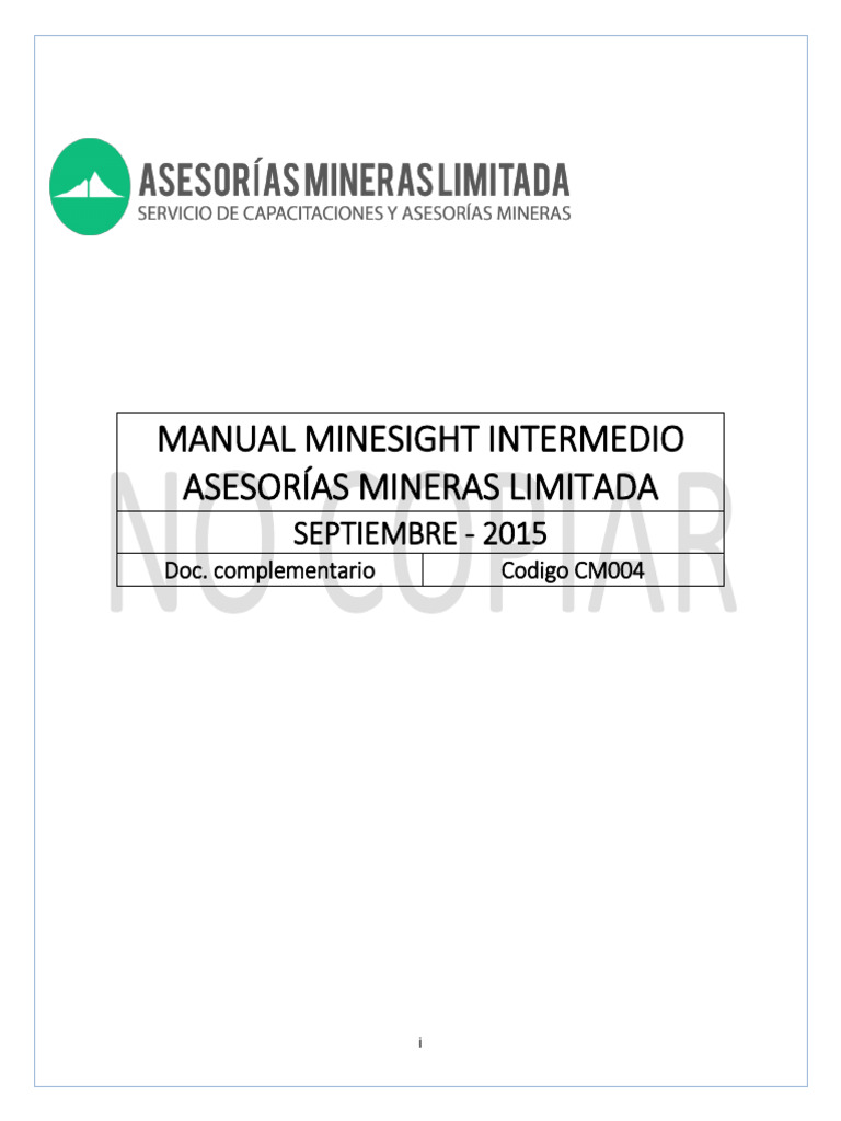 Manual Minesight Intermedio | PDF | Minería | Minerales