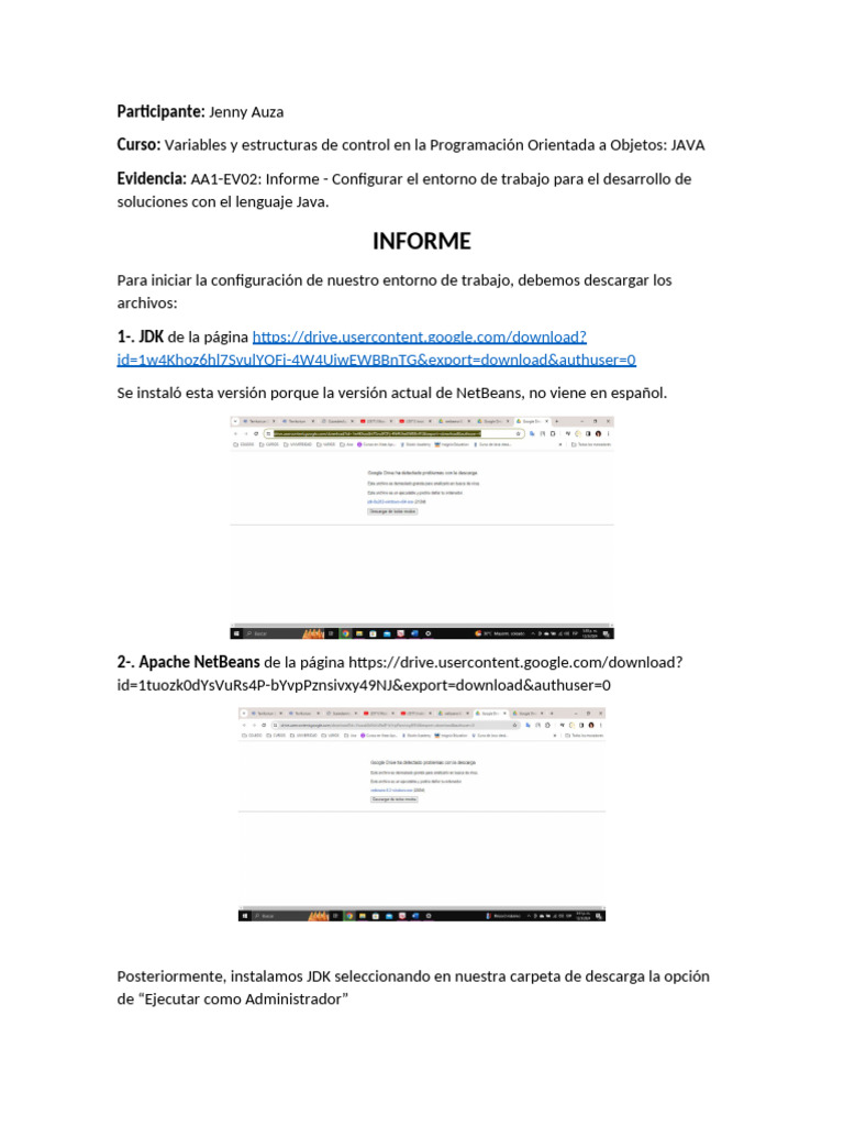 Informe Curso de Java | PDF | Java (lenguaje de programación) | Frijoles Netos