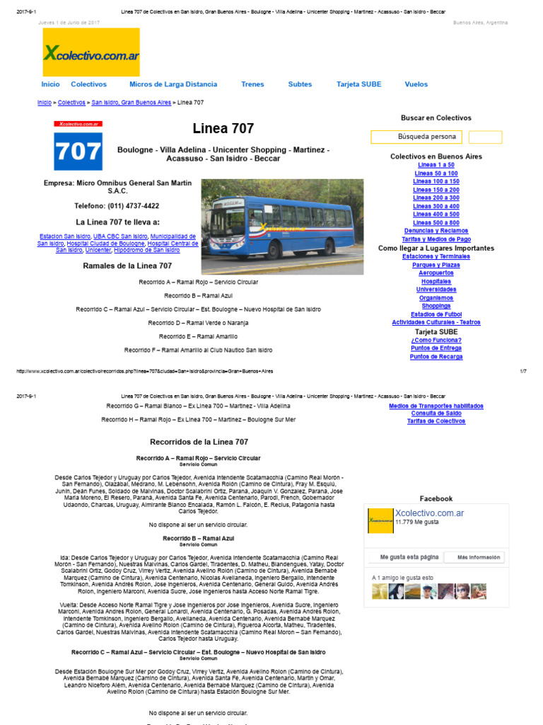 Recorridos de la Línea 707 en San Isidro | PDF | Buenos Aires | Argentina