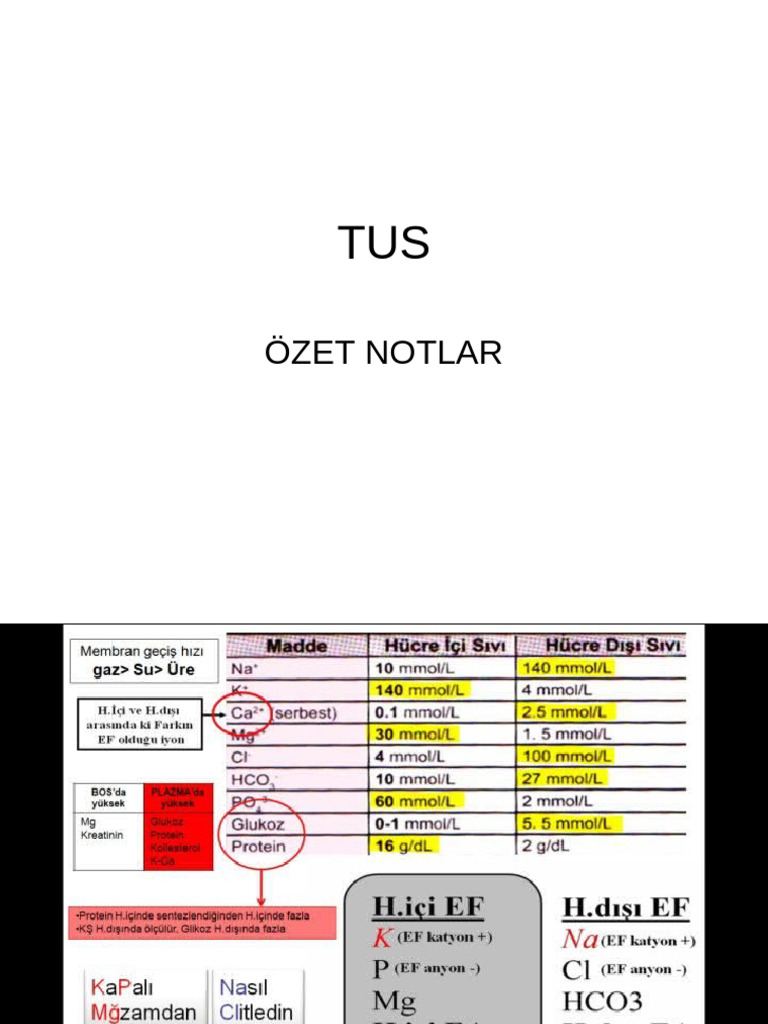 TUS Ozet Notlar | PDF