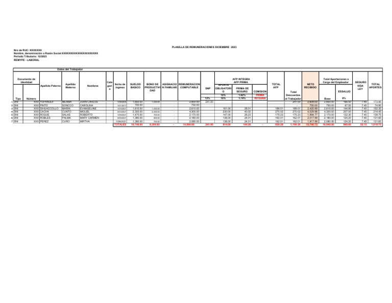 Planilla 2023 | PDF | Autenticación | Gobierno y personalidad