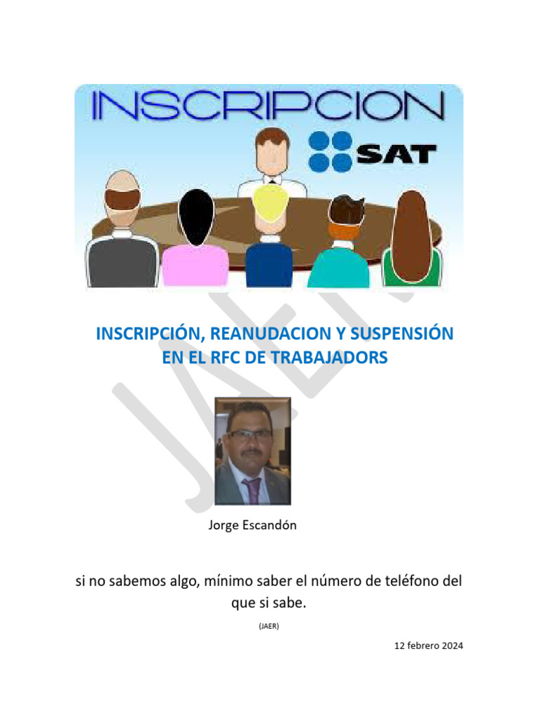 INSCRIPCIÓN, REANUDACION Y SUSPENSION EN EL RFC DE TRABAJADORES PARA ...