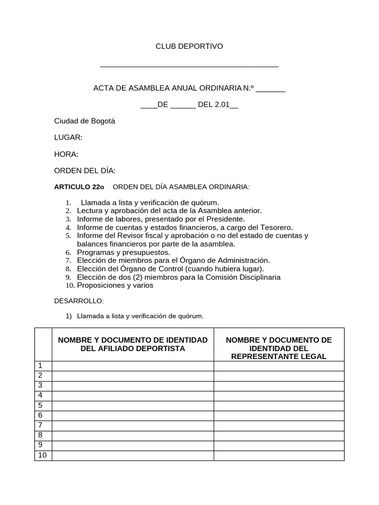 Modelo de Acta para Asamblea Ordinaria | PDF | Gobierno