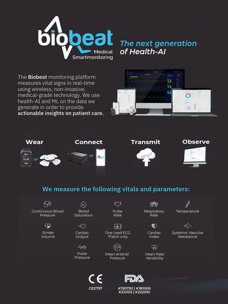 Biobeat Brochure | PDF | Monitoring (Medicine) | Medicine