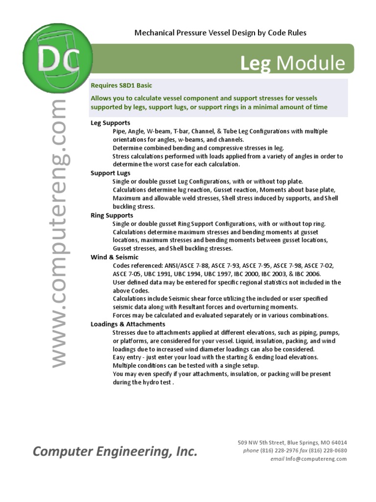 Leg Module: Computer Engineering, Inc | PDF | Bending | Stress (Mechanics)