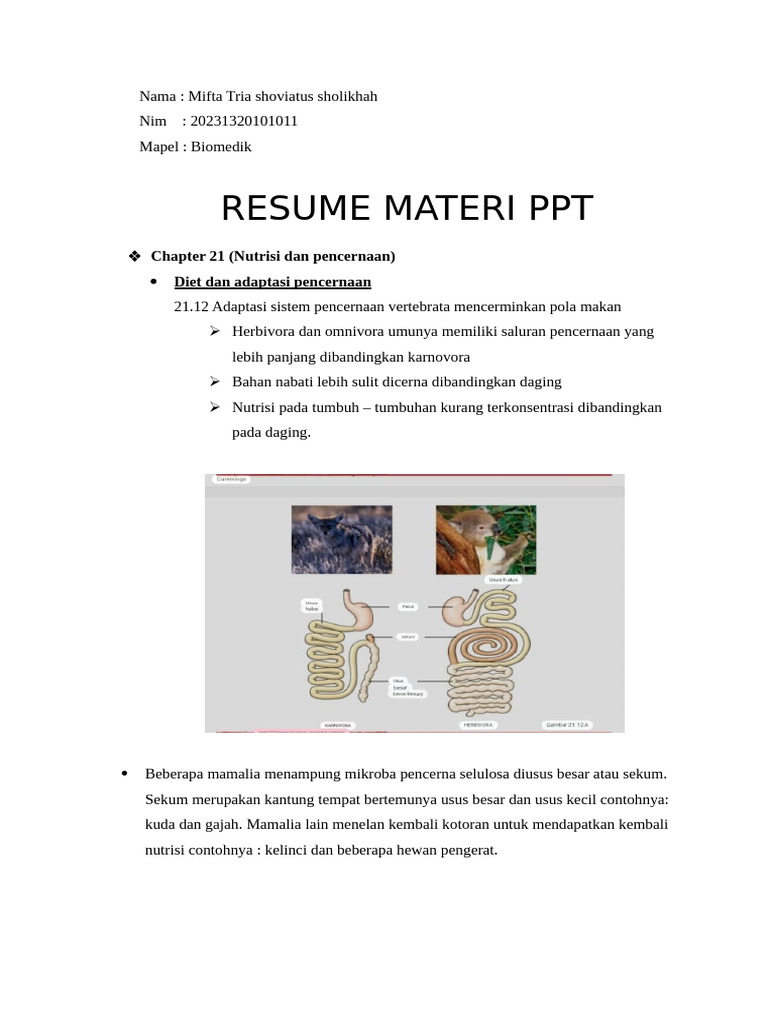 Materi Resume PPT Biomedik MIFTA TRIA S, S. | PDF