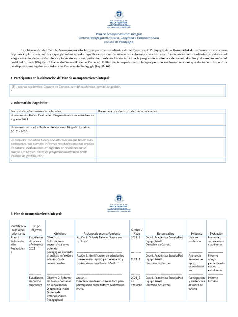Plan de Acompañamiento Integral Pedaa en Hioria, Gafía y en Cícv | PDF ...