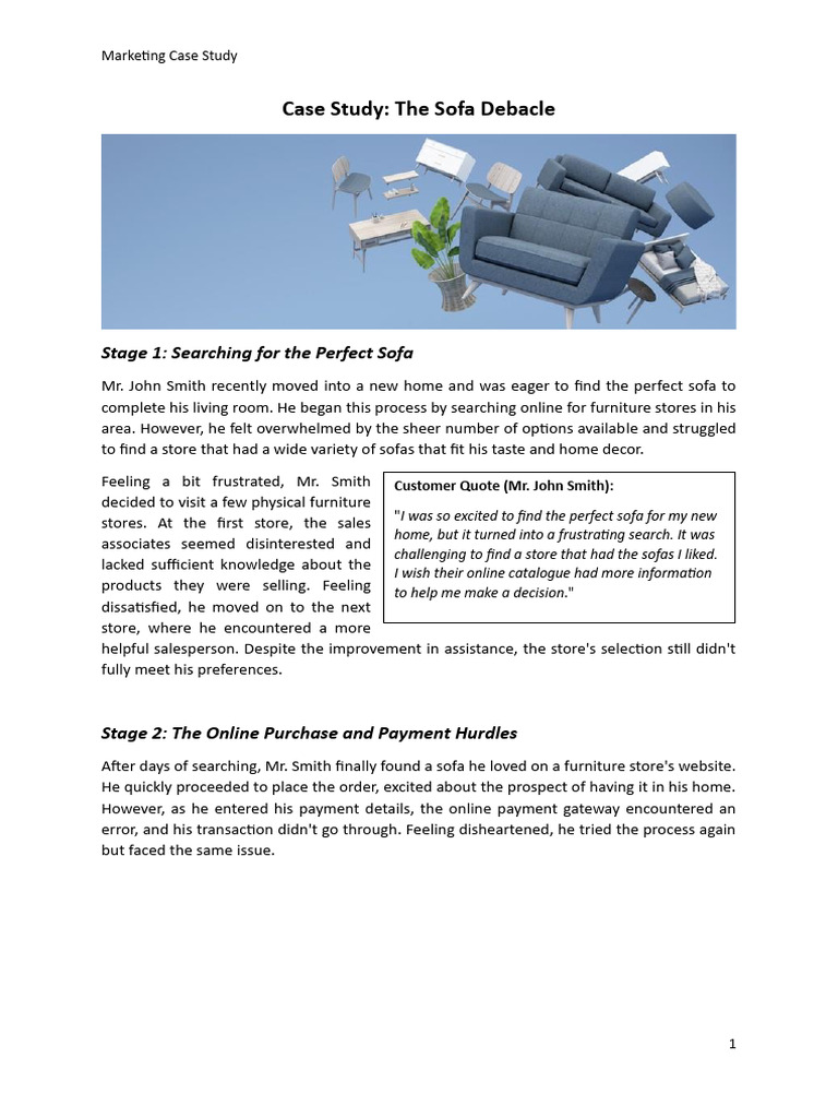 Case Study Sofa Purchase | PDF | Customer Experience | Sales