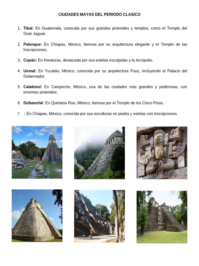 Ciudades Mayas Del Periodo Clasico | PDF | Civilización maya | México