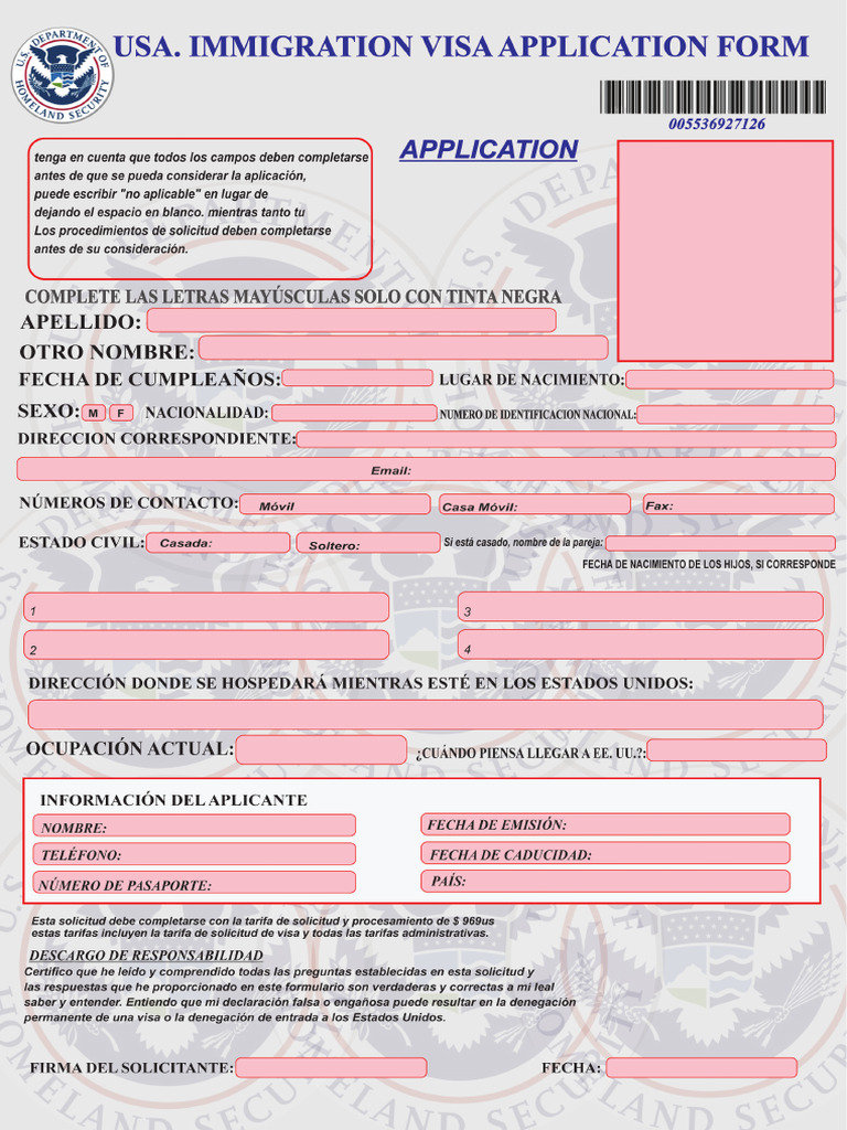 Formulario Ds-160 Ficha Spanish | PDF