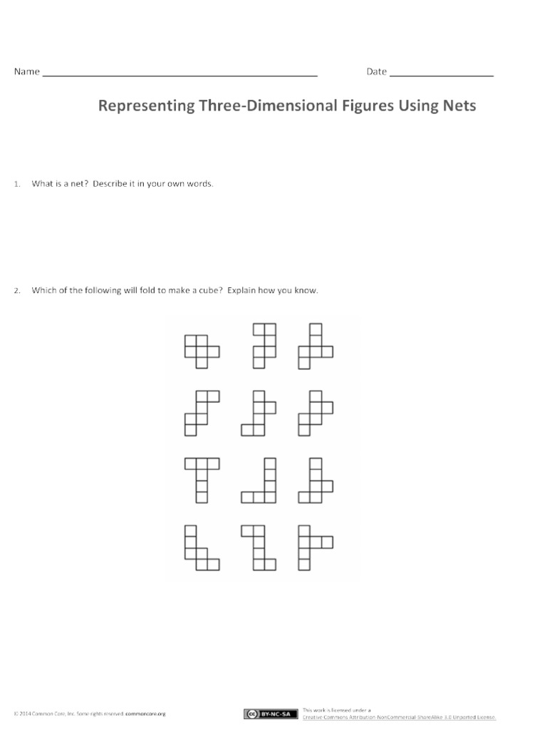 6.G.A.4 6th Grade Three Dimensional Figures Using Nets Worksheets PDF ...