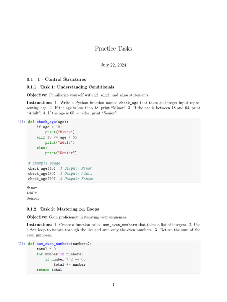 Practice Tasks (1) | PDF | Control Flow | String (Computer Science)
