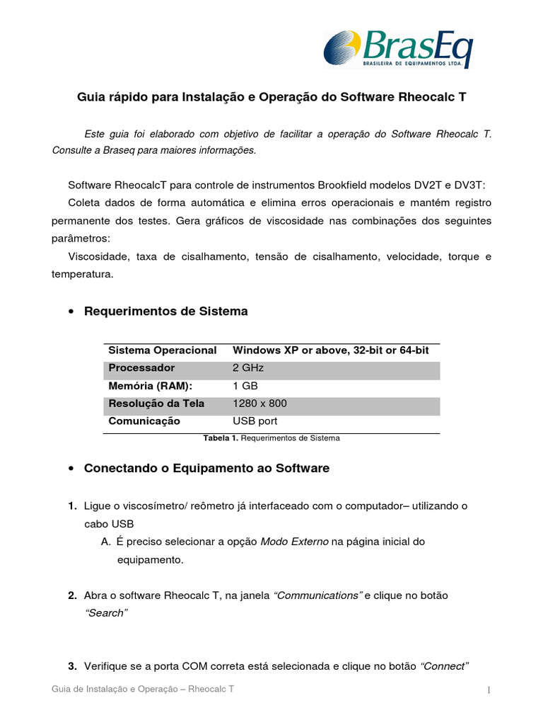 Guia Rápido Rheocalc T | PDF | Temperatura | USB