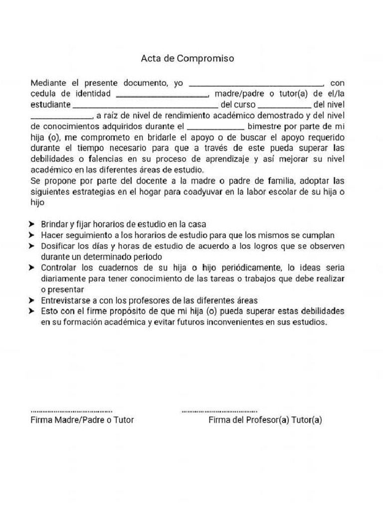 Carta de Compromiso - 1 | PDF