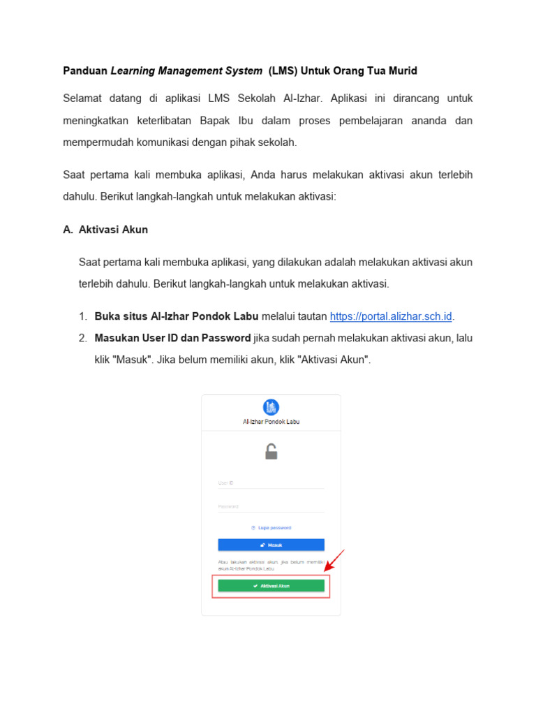 Panduan LMS Untuk Orang Tua Murid | PDF