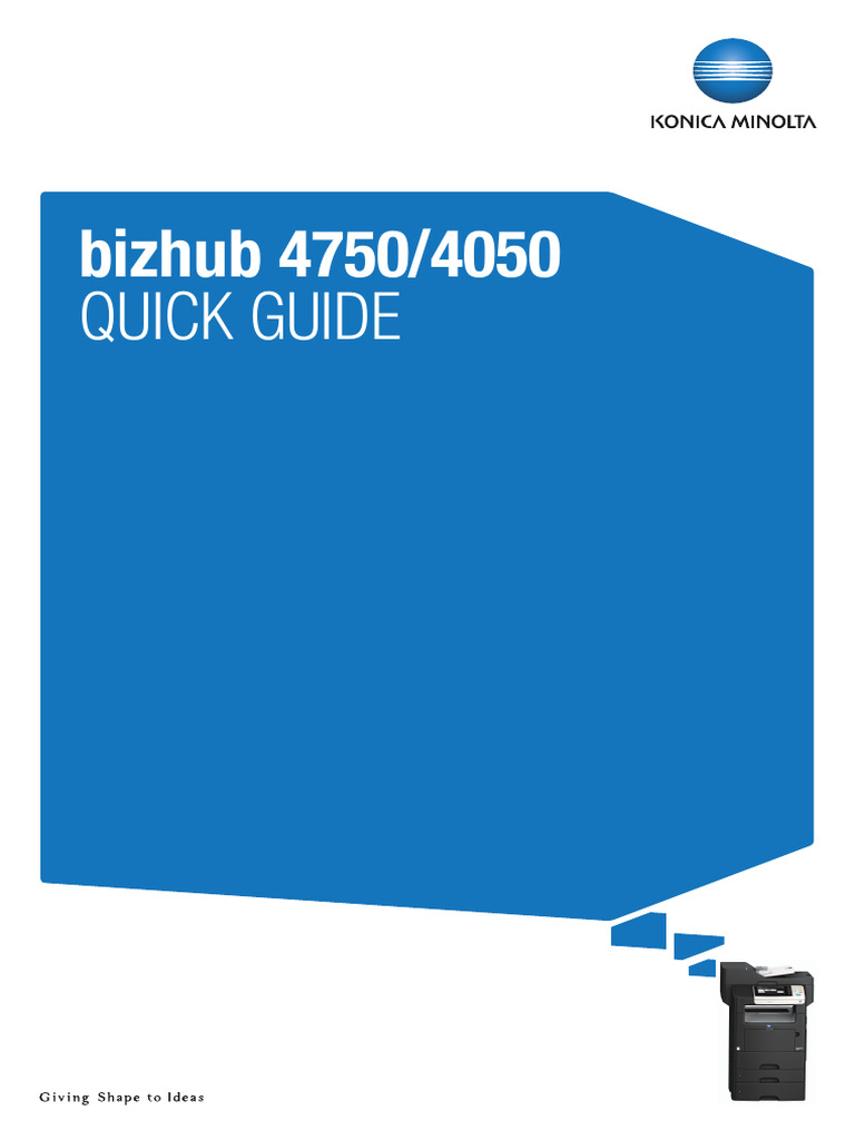 Bizhub 4750 4050 - Quick Guide - en - 4 1 0 | PDF | Touchscreen | Fax