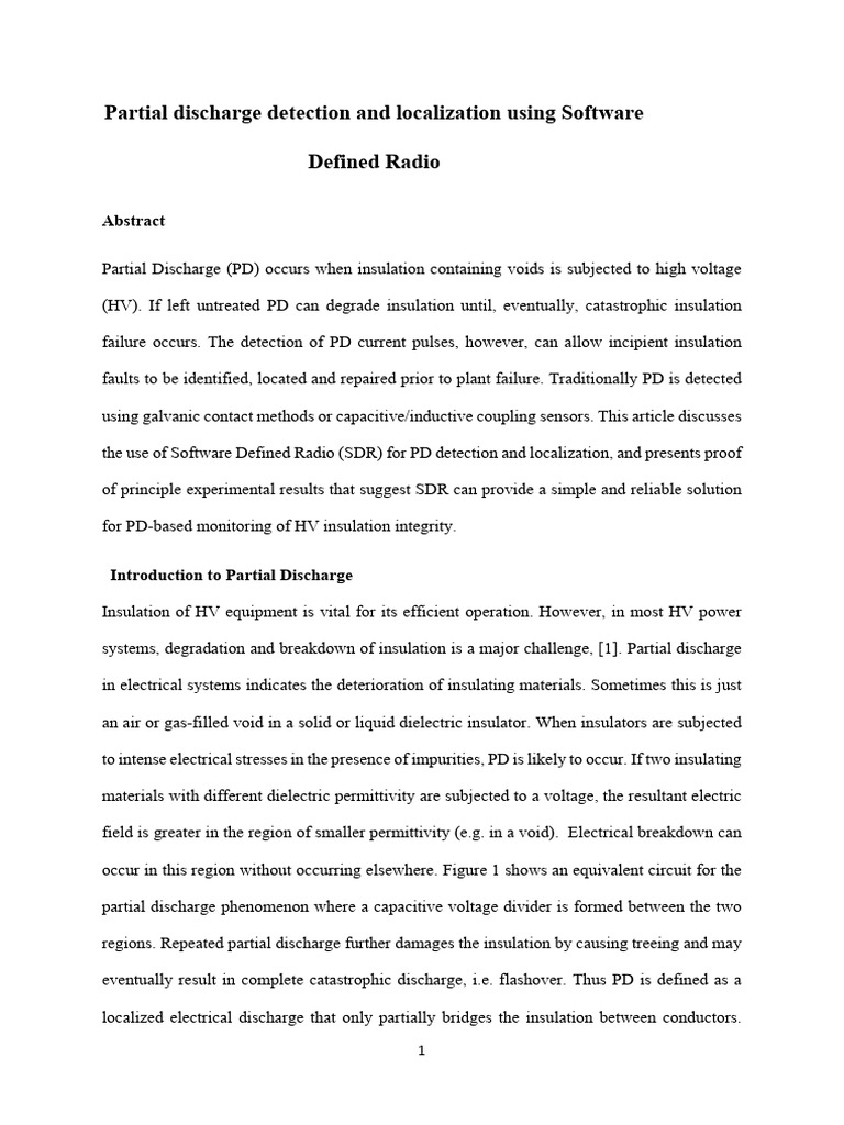 Partial Discharge Detection and Localization Using Software Defined Radio | PDF ...