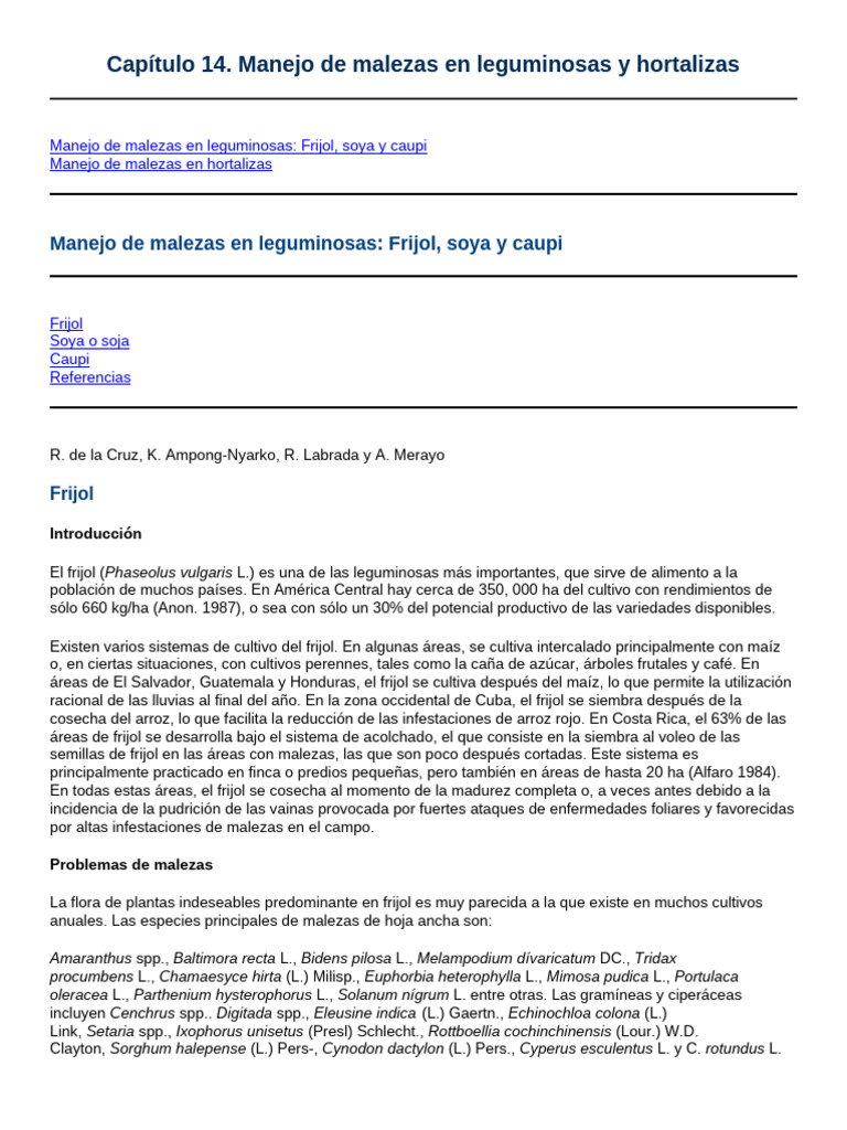 Manejo de Malezas en Frijol y Hortalizas | PDF | Agricultura | Hierba