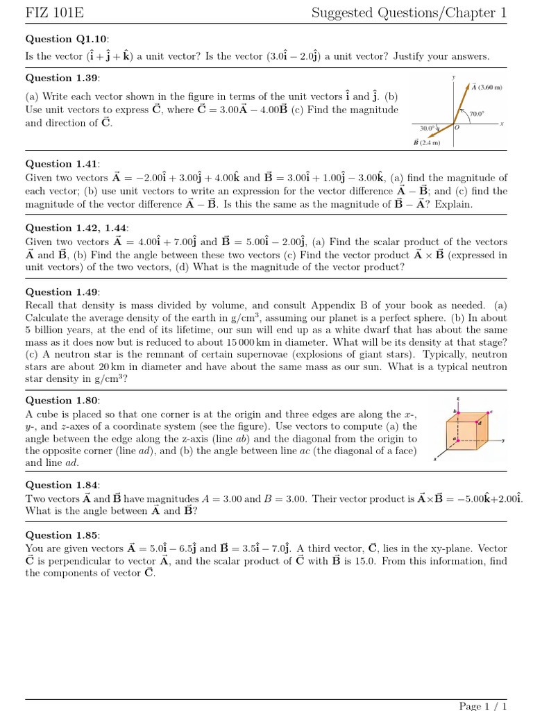 Fiz101e Suggested Questions Ch1 | PDF | Euclidean Vector | Stars
