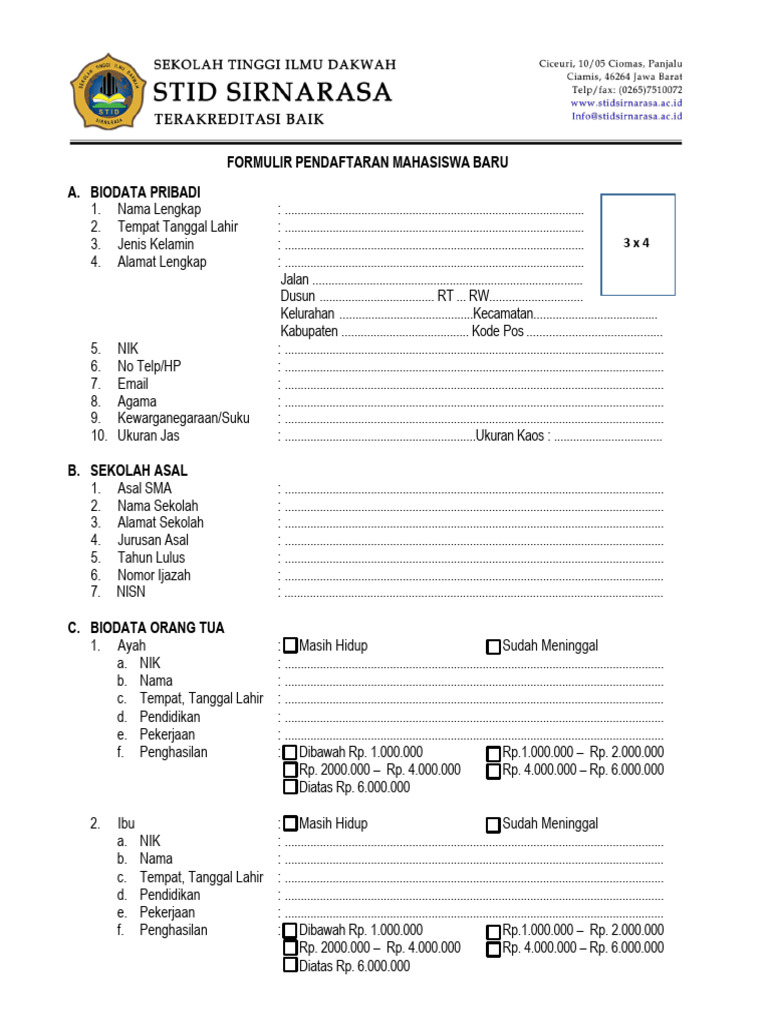 Formulir Stid 2024 | PDF | Karier & Perkembangan | Griya & Taman