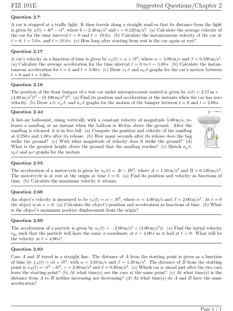 Car Motion Calculations and Graphs | PDF | Velocity | Acceleration