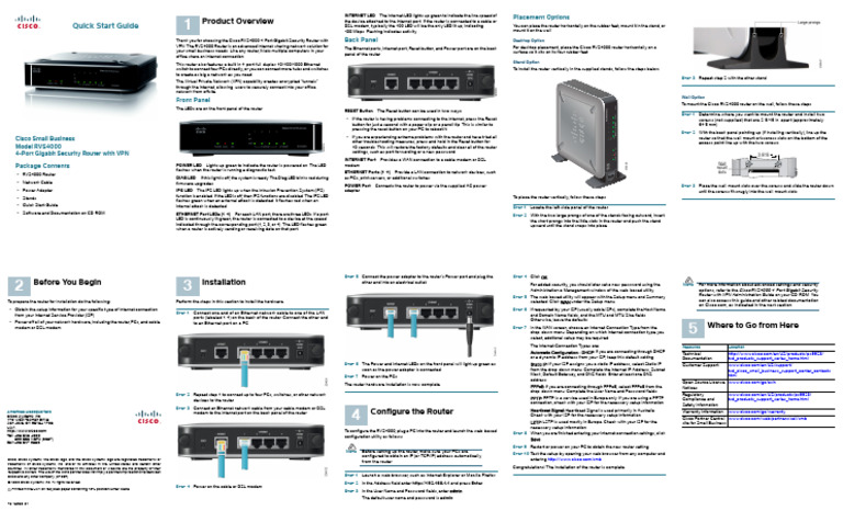 CISCO RVS4000 4-Port Gigabit Router With VPS - QuickStart | PDF ...