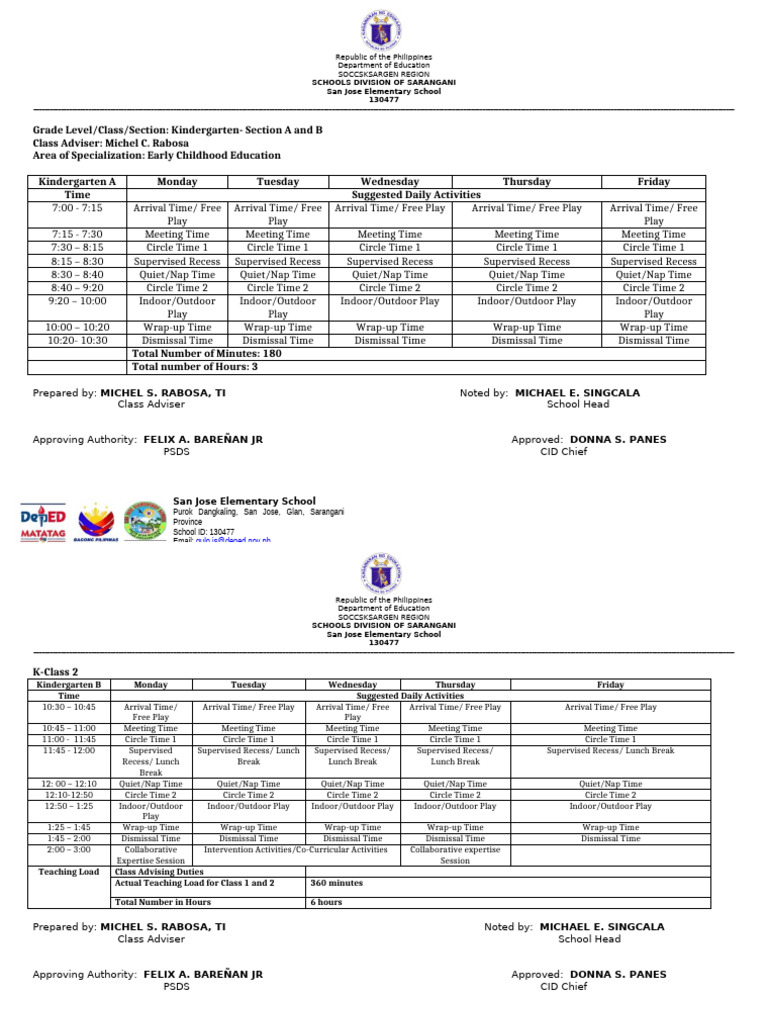 Kindergarten Class Program 1 | PDF | Educational Organizations | Family