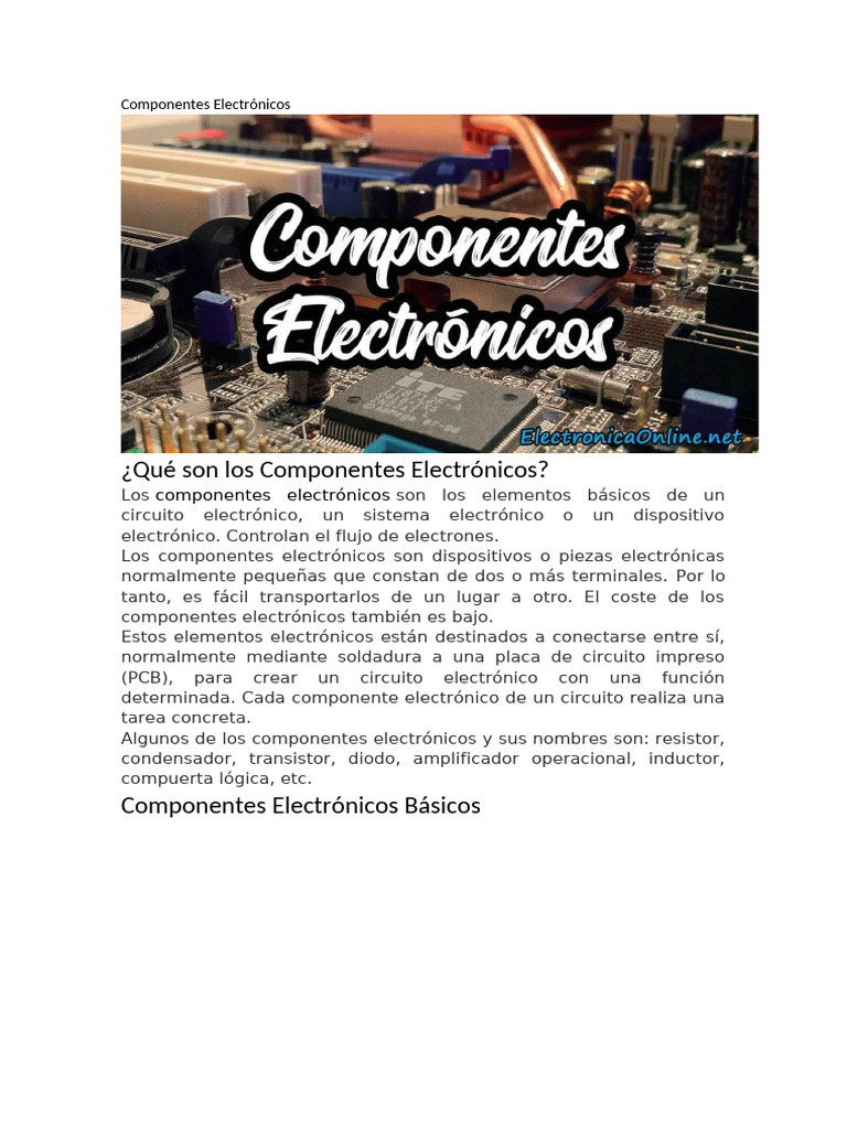 Guía de Componentes Electrónicos | PDF | Electrónica | Transistor