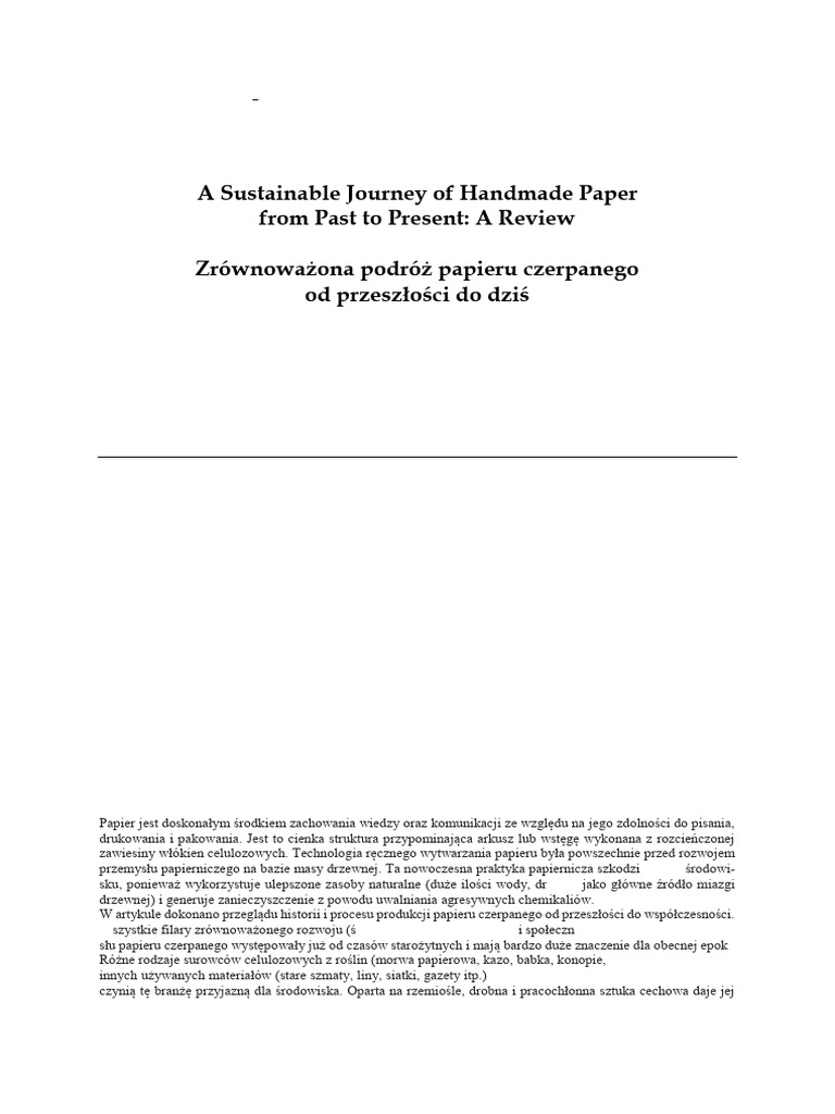 Handmade Paper: A Sustainable Legacy | PDF | Paper | Papermaking