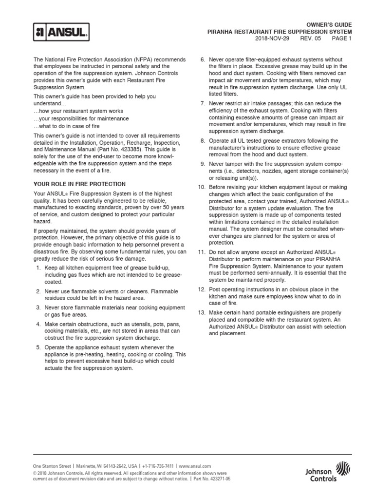 Manual Ansul PN423271 Piranha | PDF | Firefighting | Duct (Flow)